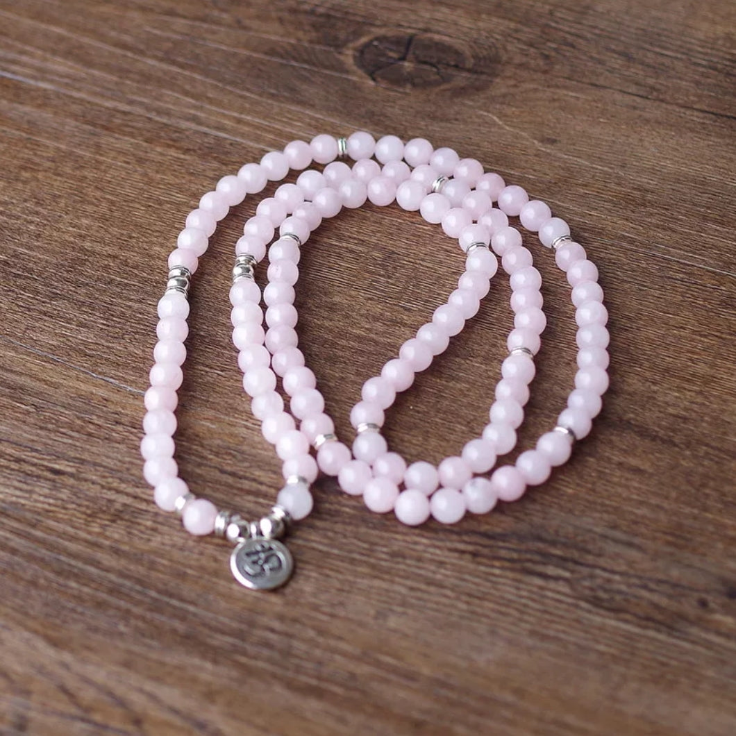 Rose Quartz Full Mala – Half Moon Malas